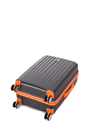 Rockland Malibu Hardside Spinner Wheel Luggage, Charcoal, 19", 24", 28"