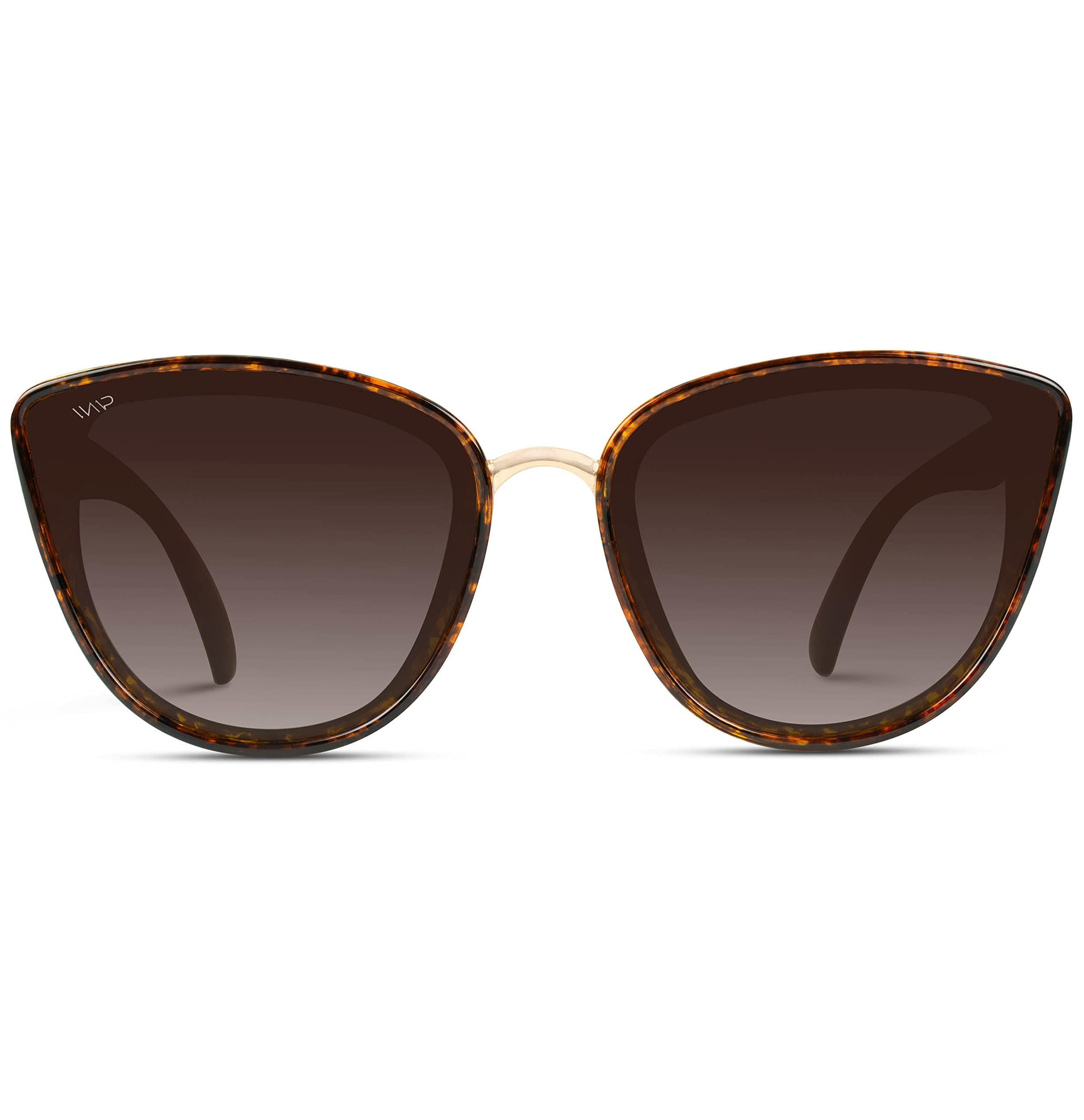 WearMe Pro - Classic Women Oversized Metal Frame Elegant Mirrored Lens Cat Eye Sunglasses (Black Frame/Black Lens, 60)