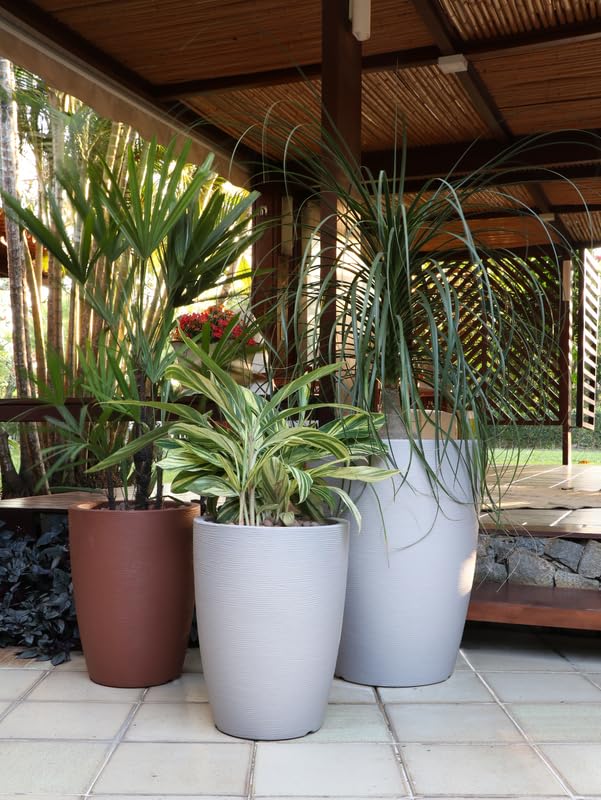 Thai Plant Pot Plastic Taupe Diameter 50 x Height 67 cm Weatherproof Volume 84 litres
