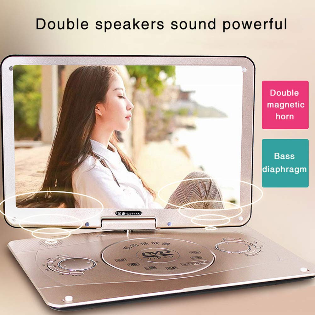 TJTZZ DVD Player, 18 Inch for Car Home Digital with HDMI in/Output,Built-in Rechargeable Battery Support 1080P MP4 Video, Sync Screen, AV Out/in, USB/SD Playback