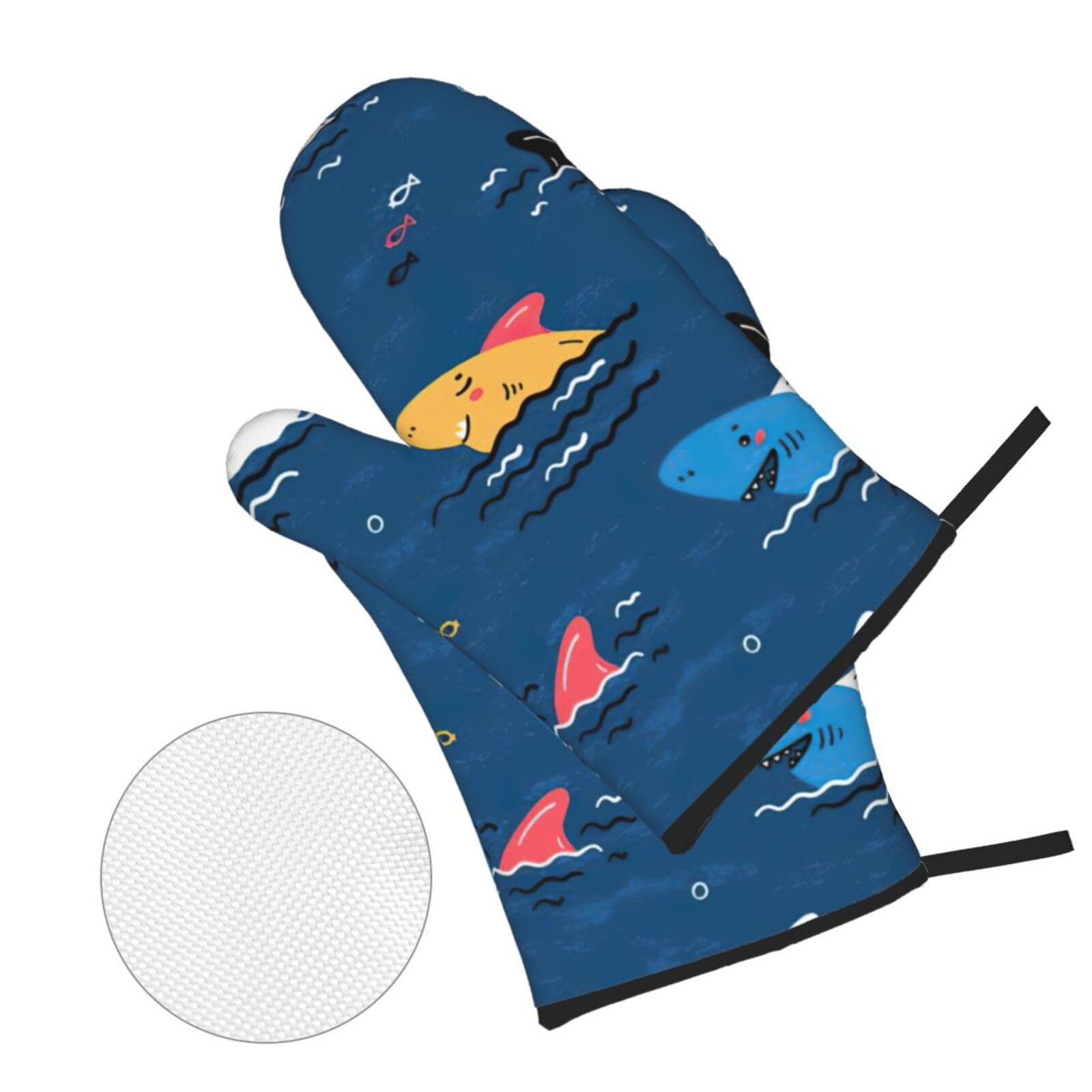 Shark Kitchen Baking 4-Piece Set–Heat Resistant Oven Mitts and Pot Holders Kitchen Hot Pads