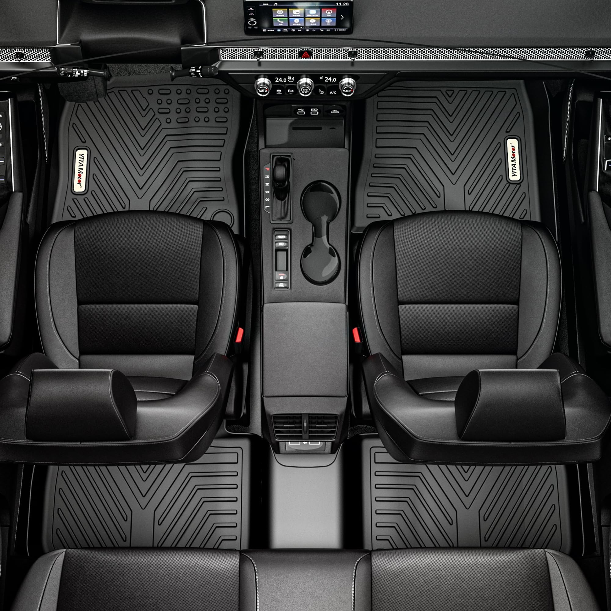YITAMOTOR Floor Mats Fit for 2019-2023 Ford Ranger Supercrew Cab, Custom Fit Black TPE Floor Liners 1st & 2nd Row All-Weather Protection