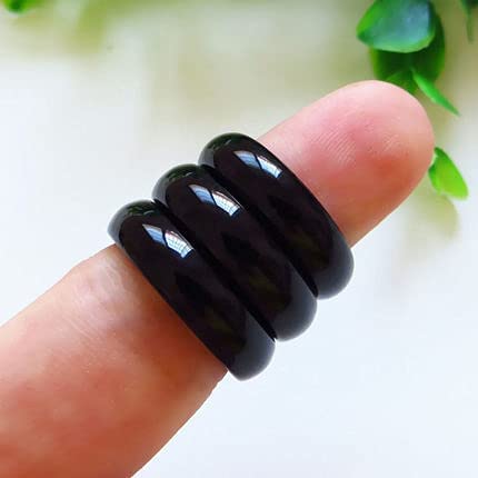 XIAOSEN Natural Agate Black Jade Ring for Men Or Women Couple Lover Jade Rings Tail Ring Jewelry (Ring Size : 7)