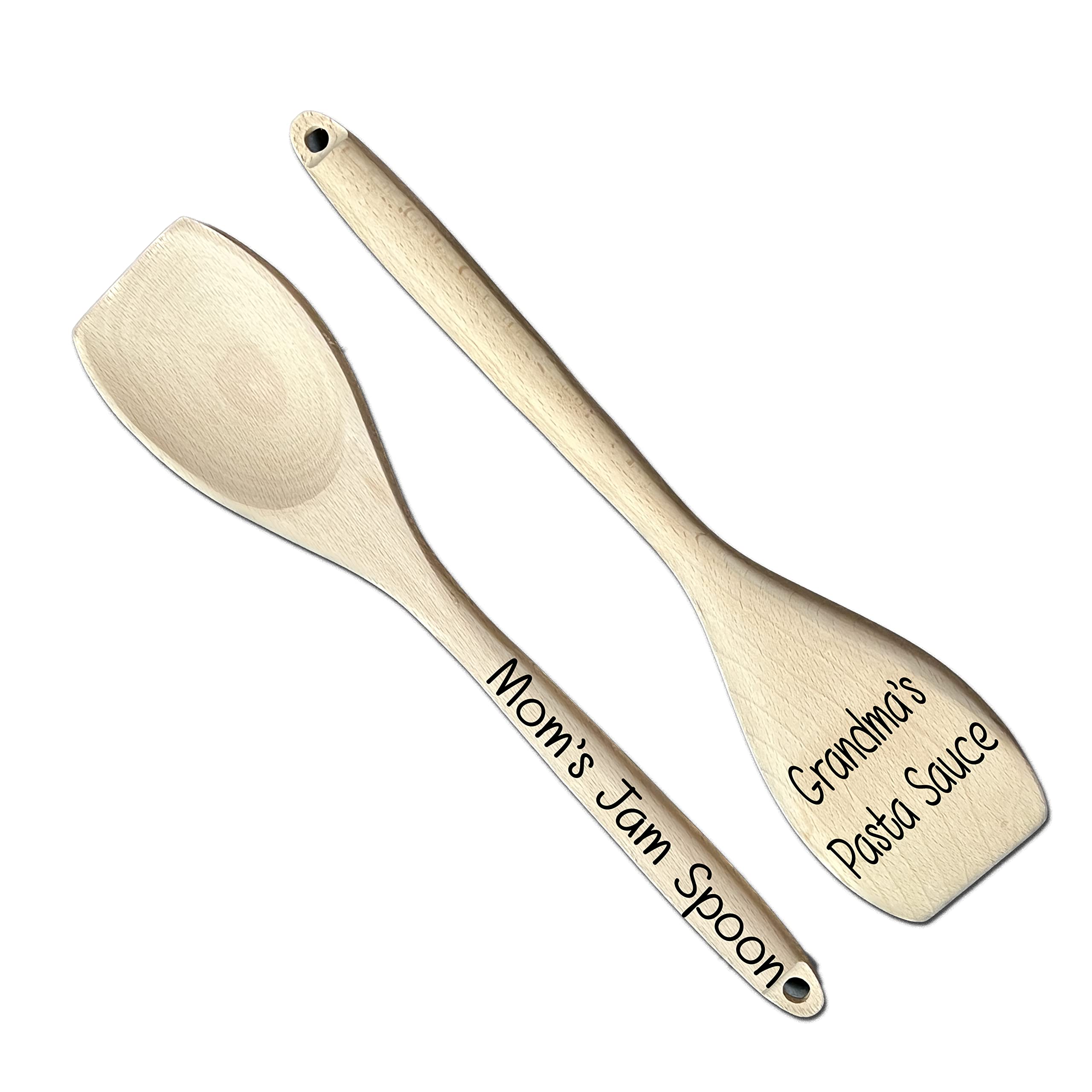 Set of 2 | Personalized Wood Spoon | Free Laser Engraving | Beech wood spoon for cooking and display by Dusty Roads C3