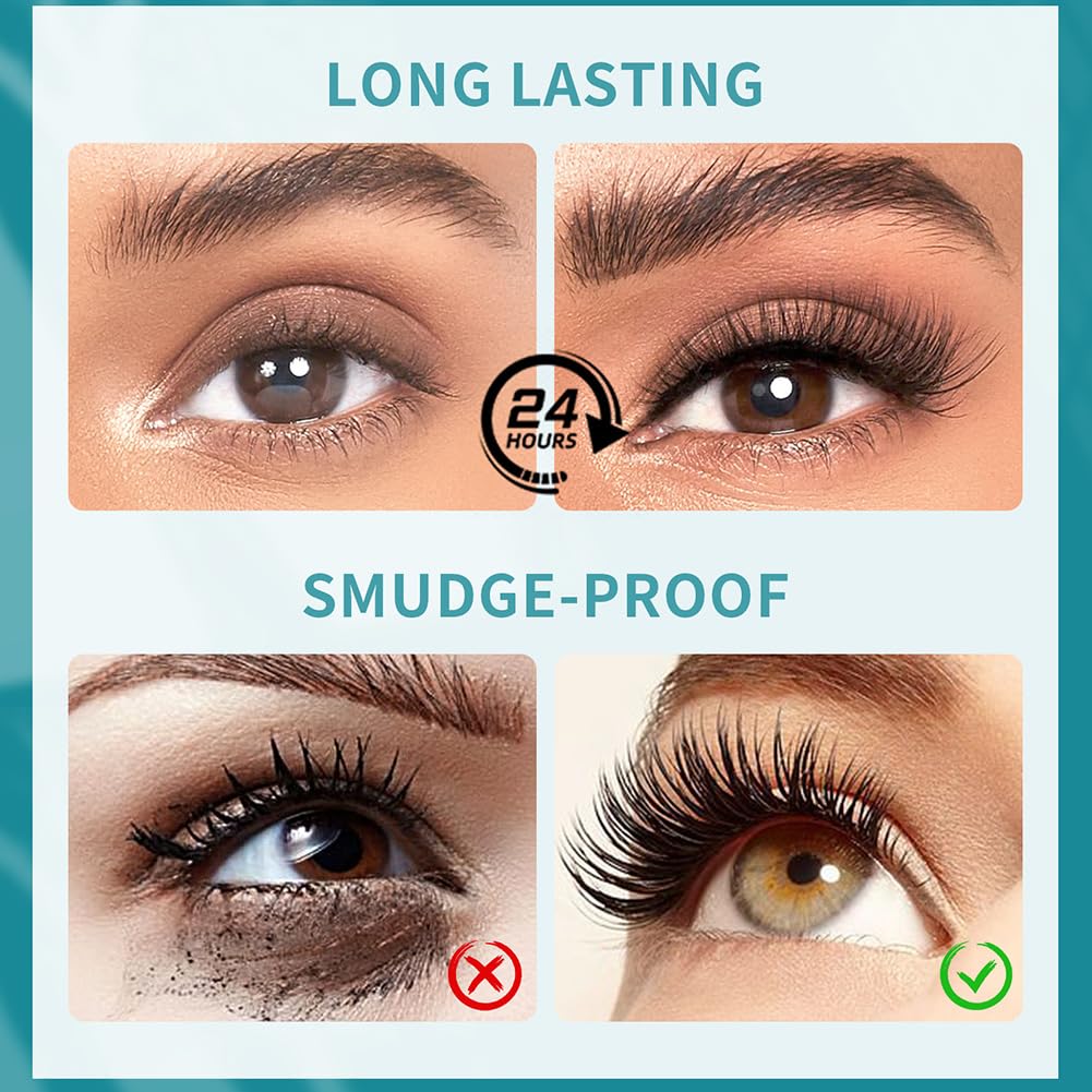 Volume and Length Thrive Black Mascara 4D Volumizing Thick Curling Mascara Waterproof, No Smudging, No Clumping, No Flaking, Thick & Black, Best Mascara for Women 0.28 OZ/ 8g