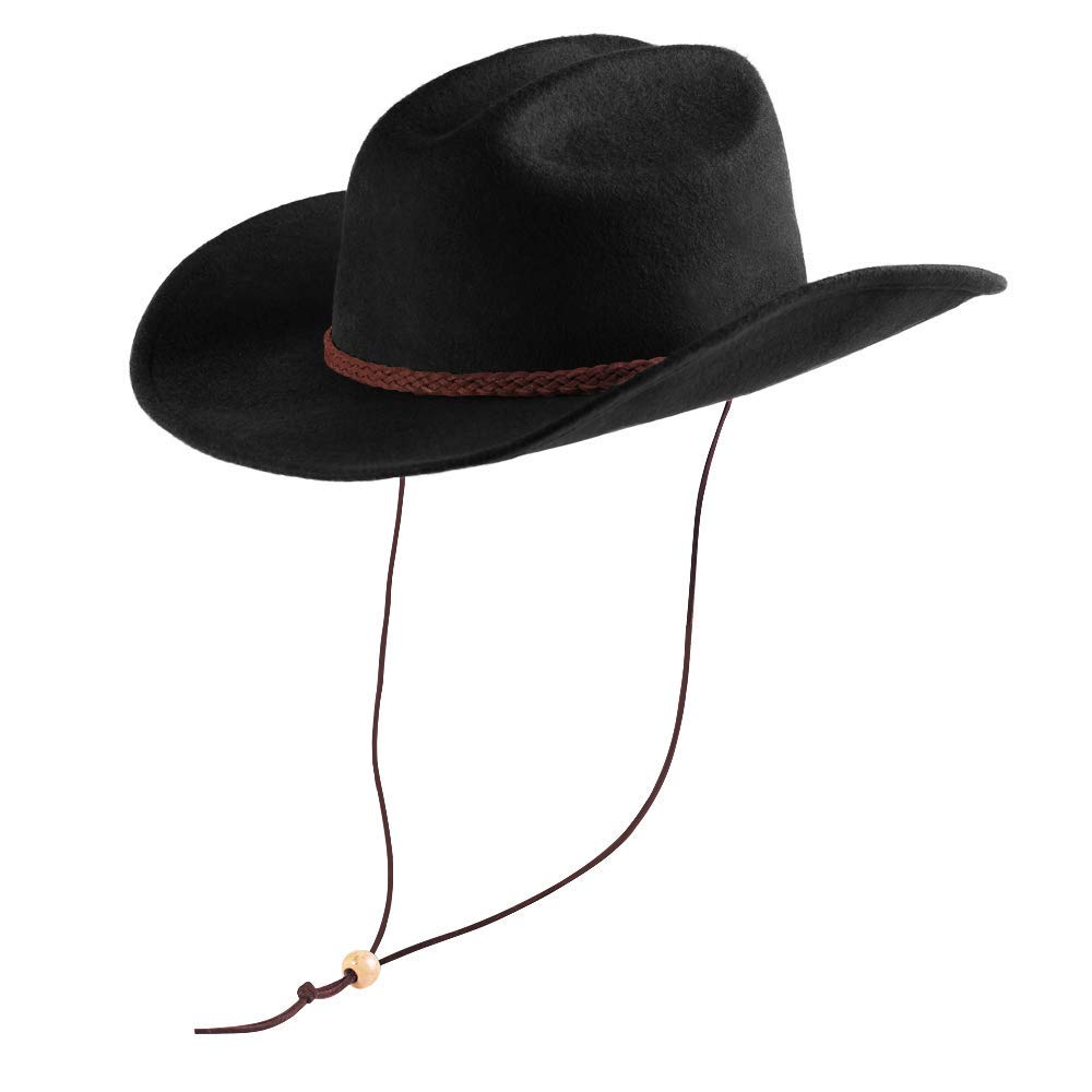 Samplife Western Cowboy Hat Men Mexican Style Cowgirl Wool Felt Fedora Cattleman Adult Outback Black