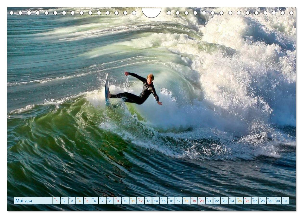 Surfing - water, wind and cool guys (Wall Calendar 2024 DIN A4 Landscape), CALVENDO 12 Month Wall Calendar