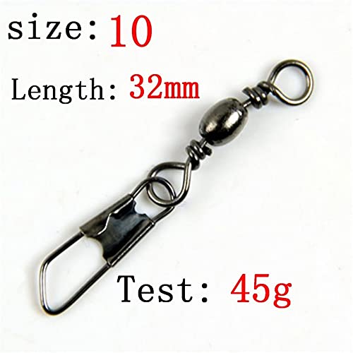 WRLRUILIAN Fishing Accessories 100 PCS Fishing Connector Connecting Rod Solid Ring Buckle Connector Clip Stainless Steel Fish Hook Interlock Fishing Tools (Size : 10#)