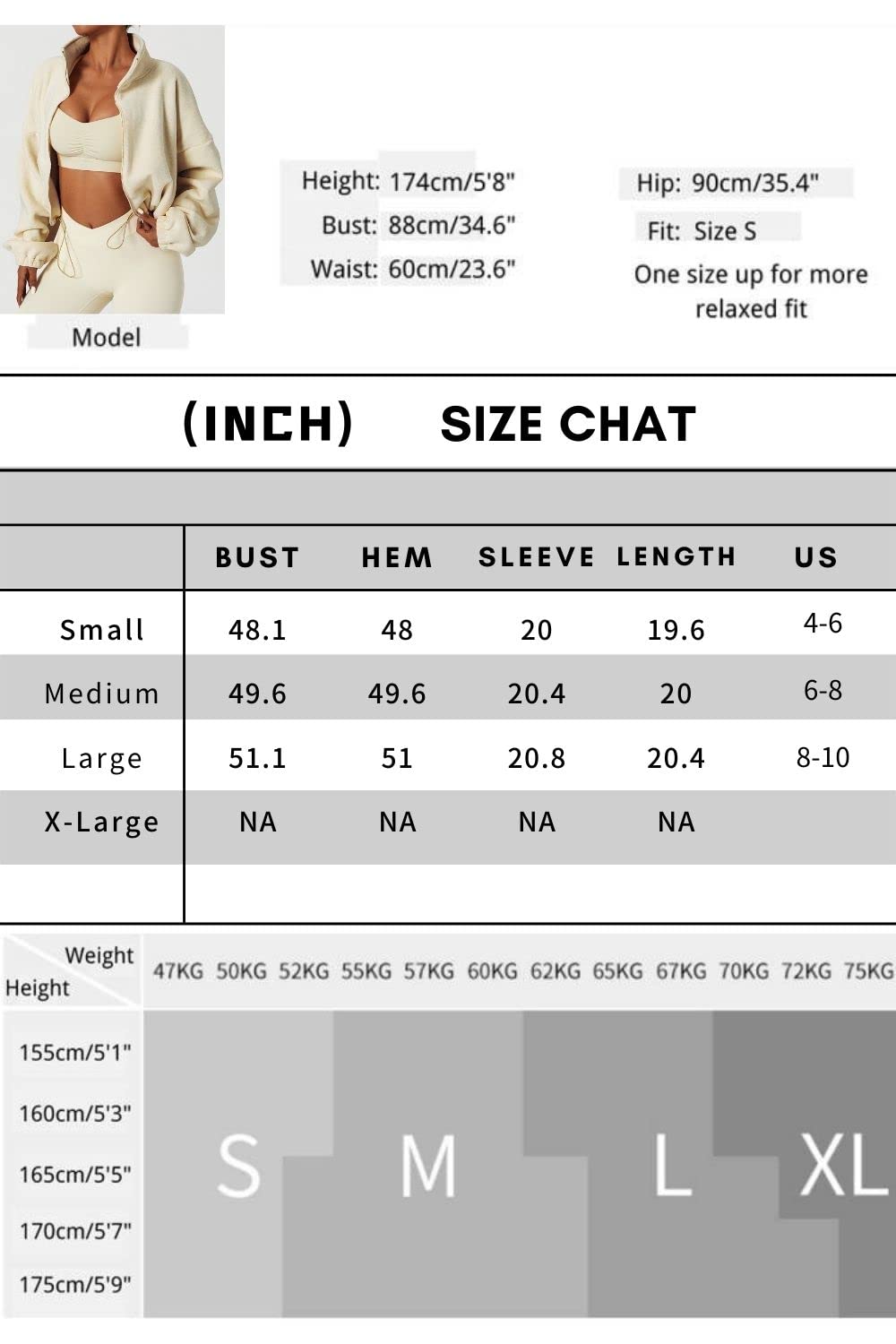 QINSEN Women's Polar Fleece Bomber Jacket Full Zip Stand Collar Short Coat Cozy Winter Warm Outwear Beige M