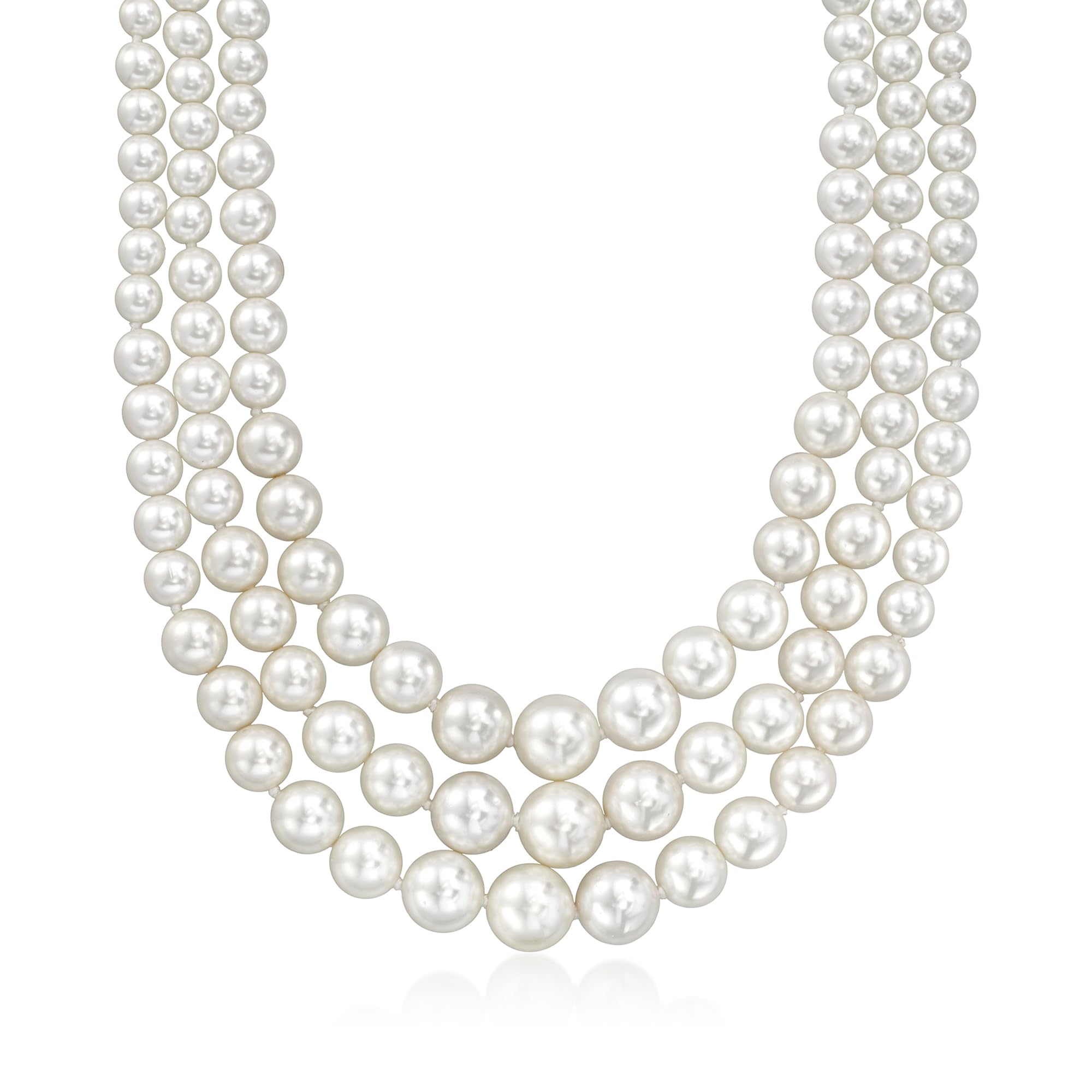 Ross-Simons 6-12mm Shell Pearl Graduated 3-Strand Necklace with Sterling Silver