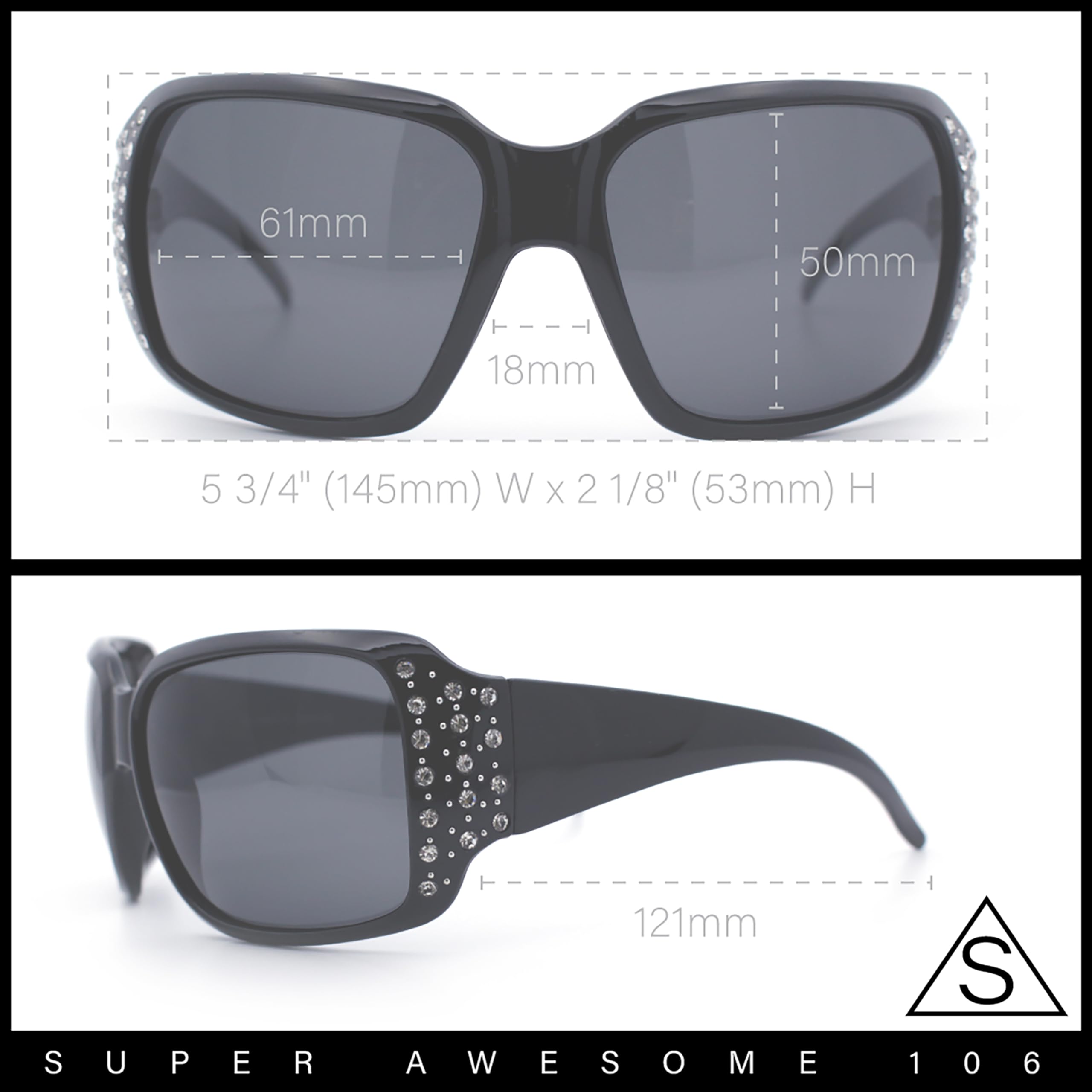 SA106 Polarized Lens Oversize Rhinestone Bling Iced Out Womens Sunglasses Purple