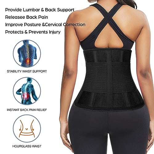 SZCLIMAX Back Brace for Back Pain Relief, Back Support Belt for Men Women, Lumbar Lower Back Support Belt for Body Shape, Herniated Disc, Sciatica, Breathable Lumbar Brace (Black,Large)