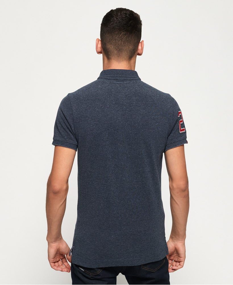 Superdry Mens Classic Pique Short Sleeve Polo Shirt Creek Navy Grindle Size XXL