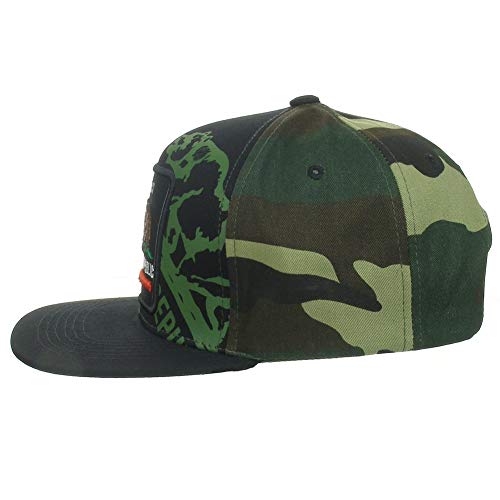 Top Level California Republic Bear High Definition Embroidery Flat Brim Snapback Hat/Cap 060420A - Black/Camo