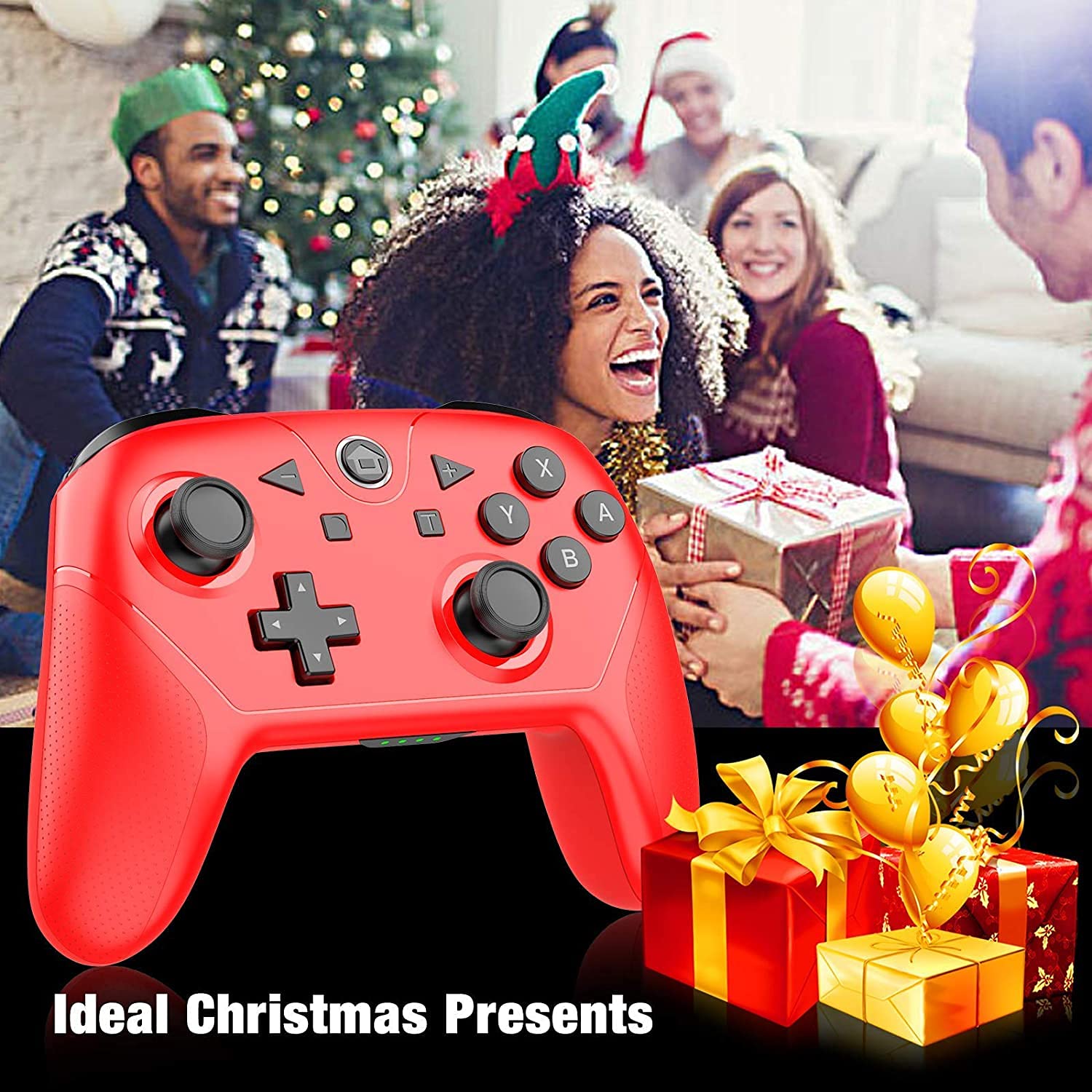 Wireless Switch Controller for Switch/Switch Lite, Enhanced Switch Pro Remote Controller Gamepad with NFC Function,Turbo Dual Vibration, Screenshot,6 Axis Motion Control (Red)