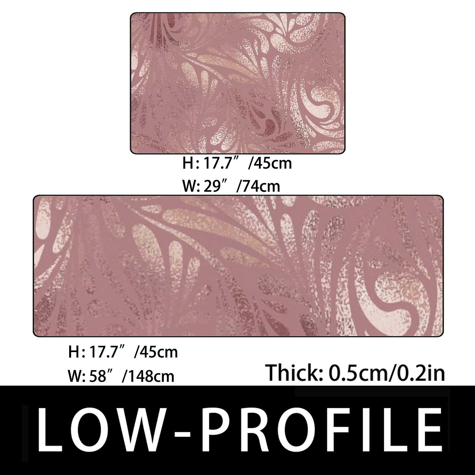 ZKLZI Kitchen Rugs Kitchen Mats for Floor 2 Pieces Rose Gold Pink Kitchen Mat Set Non Slip Soft Absorbent Coral Velvet Washable Kitchen Rug Set 17.7×29.1Inch + 17.7×58.2Inch