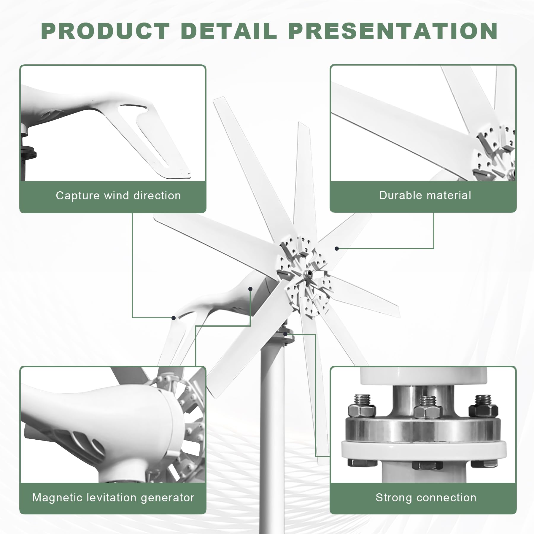 Smaraad Wind Turbine Generator 600W 24V, Wind Generator Kit with MPPT Controller 8 Blades for Home, RV, Boat, Car, Easy to Install