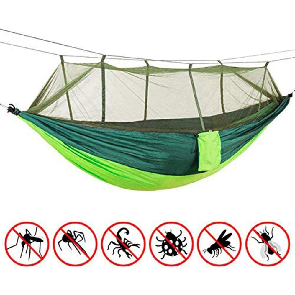 TAVOLOZZA Camping Hammock with Mosquito/Bug Net, 10ft Hammock Tree Straps and Carabiners, Easy Assembly, Portable Parachute Nylon Hammock for Camping, Backpacking, Survival, Travel, Indoor & More