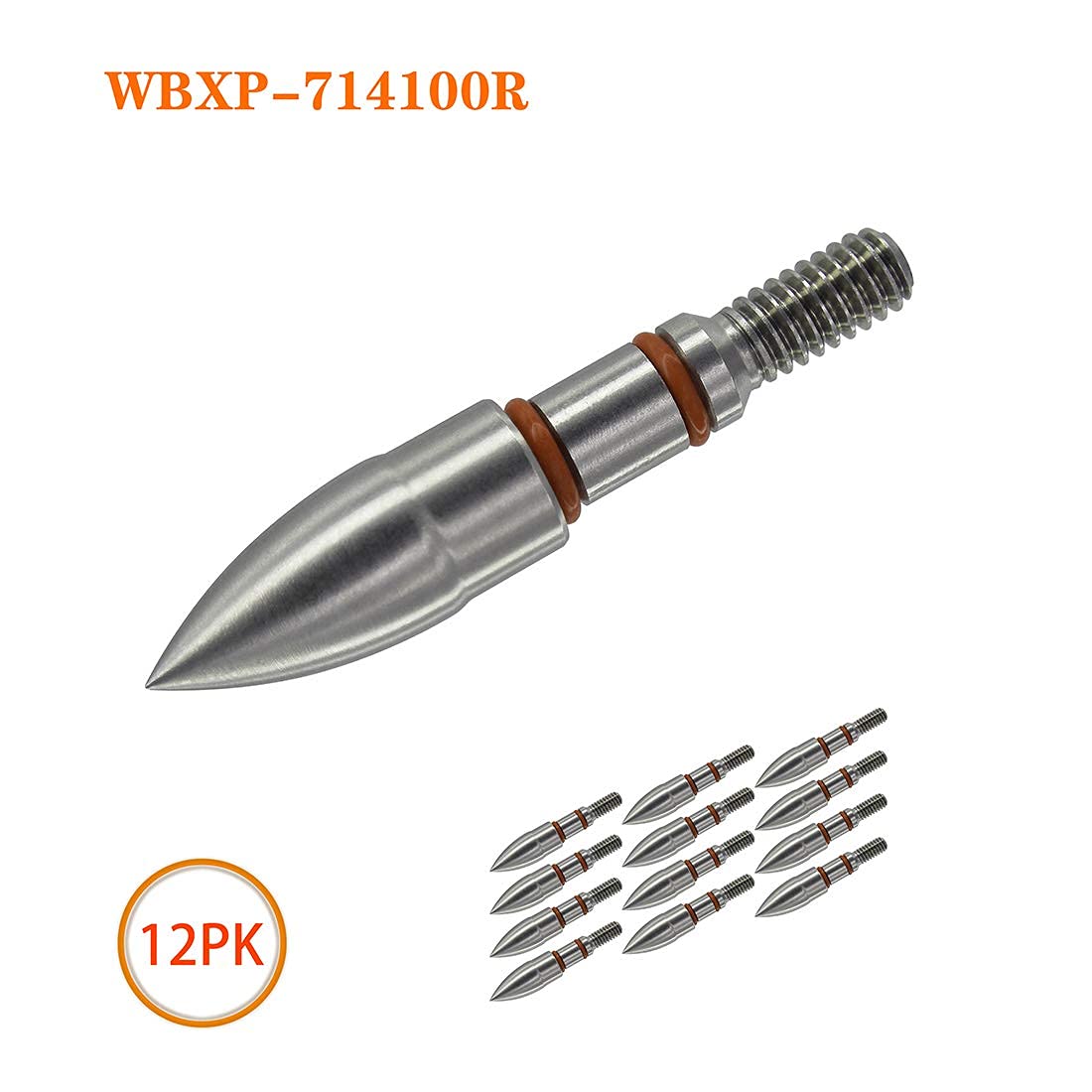 Wisdom Stainless Steel Archery Field Points 100 Grains Easy Pull Various OD 9/32 inch 7.14mm Screw in Archery Field Tips Bullet Point 100grains