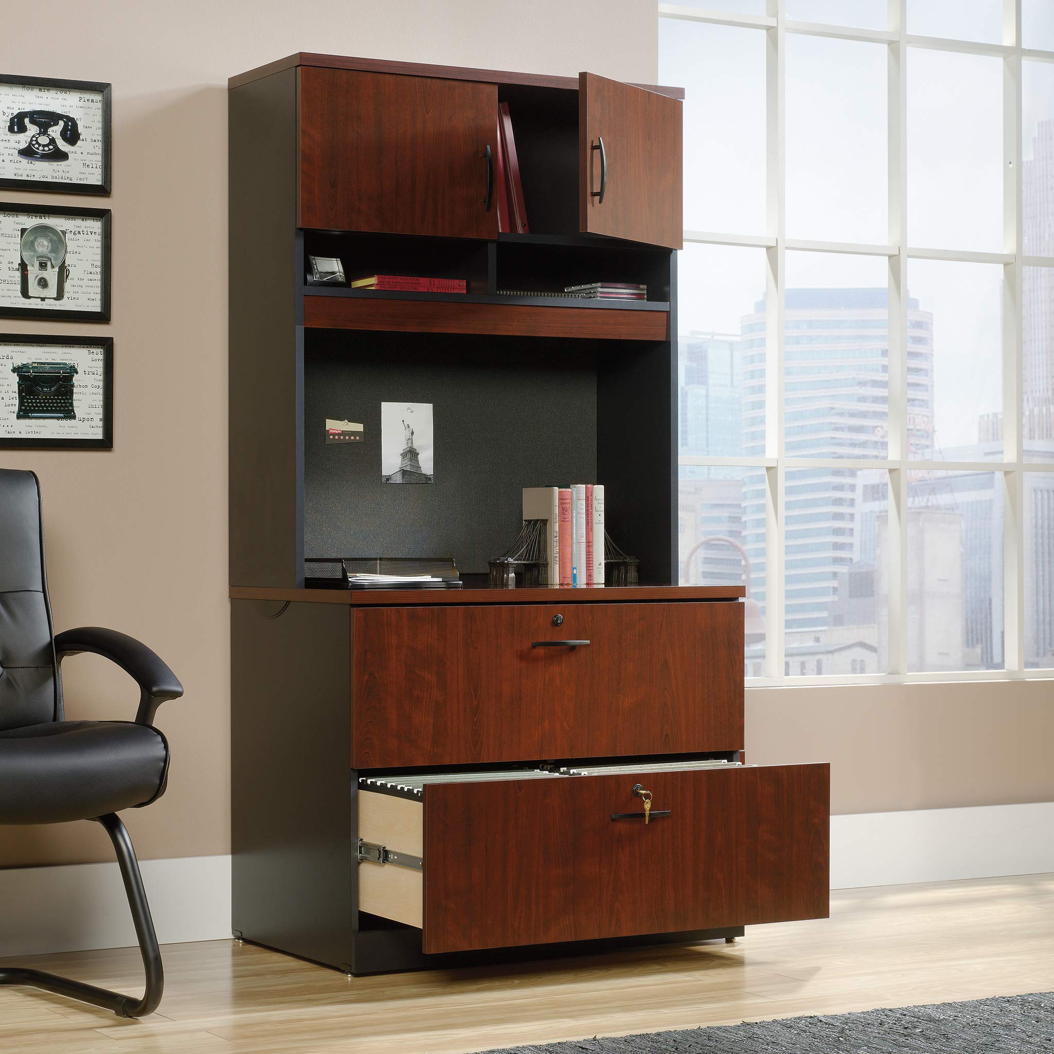 Sauder Via Collection Lateral File, L: 36.54" x W: 23.47" x H: 29.76", Classic Cherry