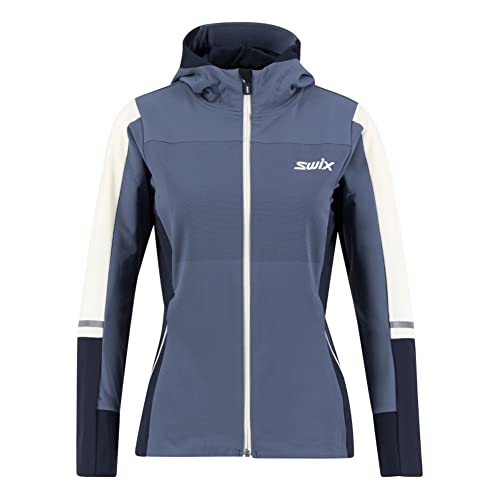 Swix Women's Standard Evolution Softshield Insulated Breathable Hooded Ski Jacket, Blue Sea, Small