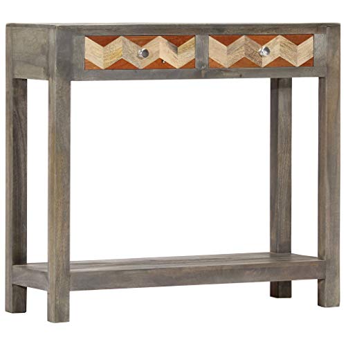 QJBSAVVA Console Table Gray 33.9"x11.8"x29.9" Solid Mango Wood,Large Space Dresser Entry Tables Narrow end Table Couch Table Suitable for Home, Office, Bedroom, Meeting Room