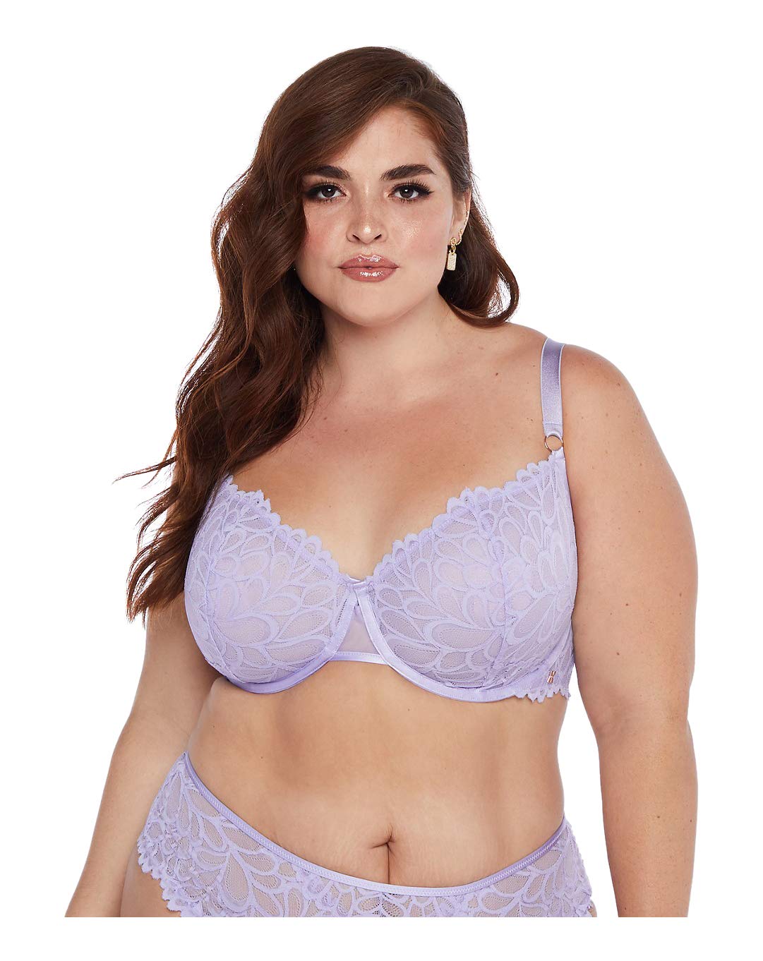 Savage X Fenty, Women's, Savage Not Sorry Unlined Lace Balconette Bra, Lavender, 32DD