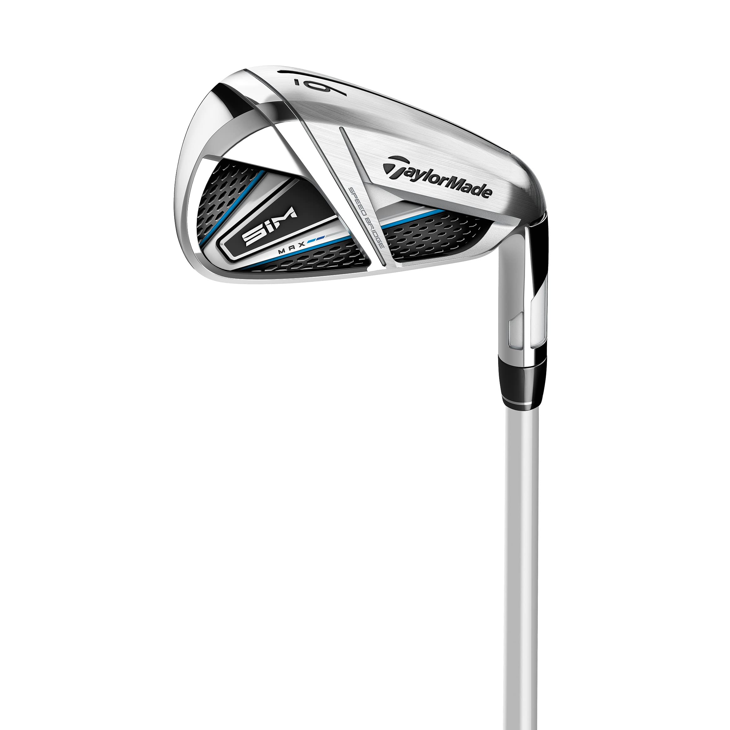 TaylorMade SIM MAX Irons, Steel Shaft, KBS Max 85, 5-PW, AW, Right Hand, Stiff Flex , Titanium, Black, Blue