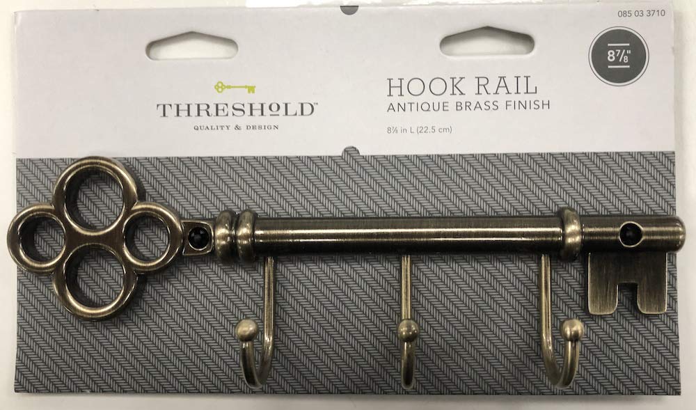 Threshold 085-03-3710 Vintage Style 3 Hook Key Rail Antique Brass Finish