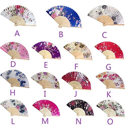 Tiezhimi Bamboo Dance Vintage Party Folding Fan Hand Chinese Held Gifts Pocket Flower Tools & Home (Multicolour, L)