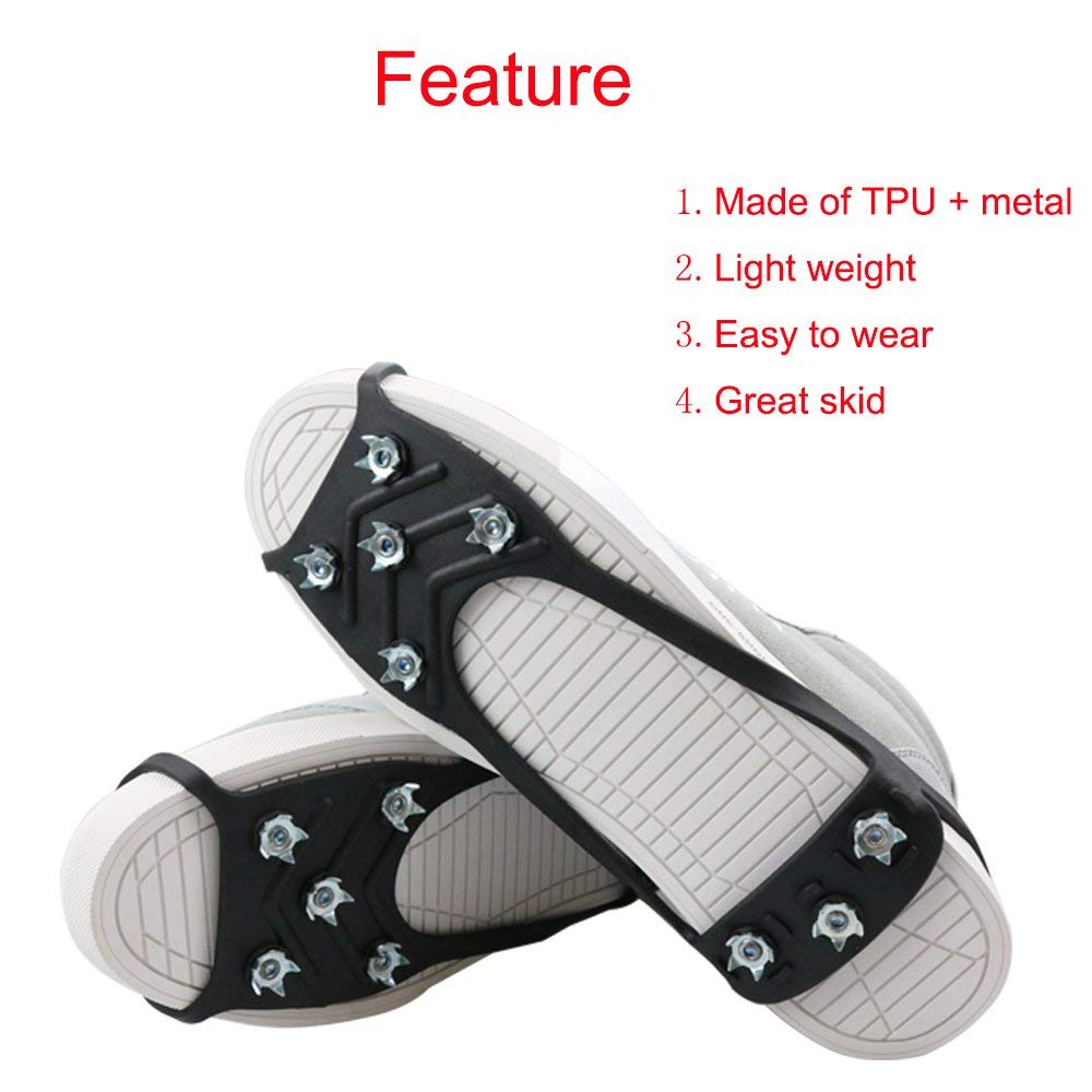 The Fisherman 8 Studs Anti Slip ice Grips, Walk Traction Cleats for Shoes Boots, crampons for Hiking (Size L)