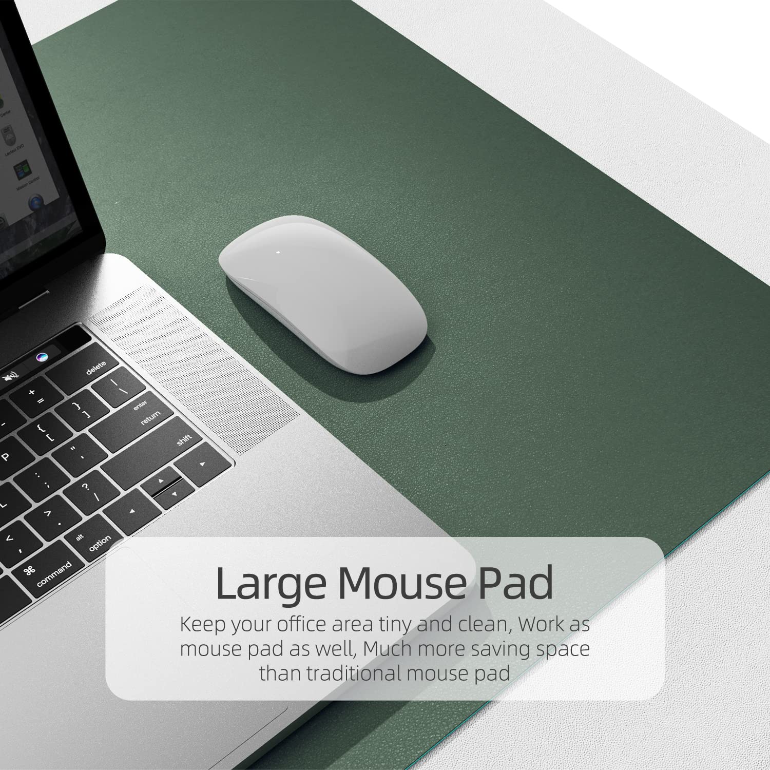 YSAGi Desk Pad, Desk Mat, Dual-Sided Desk Pad, 31.5" x 15.7" Laptop Leather Desk Pad Protector, Desk Blotter for Keyboard and Mouse, Waterproof Desk Writing Pad for Office(Dark Green+Dark Blue)