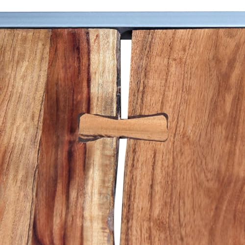 QJBSAVVA Two Piece Coffee Table Set Solid Acacia Wood,Industrial Tables Floor Standing Table Cocktail Table Suitable for Meeting Rooms, Reception Rooms, Offices