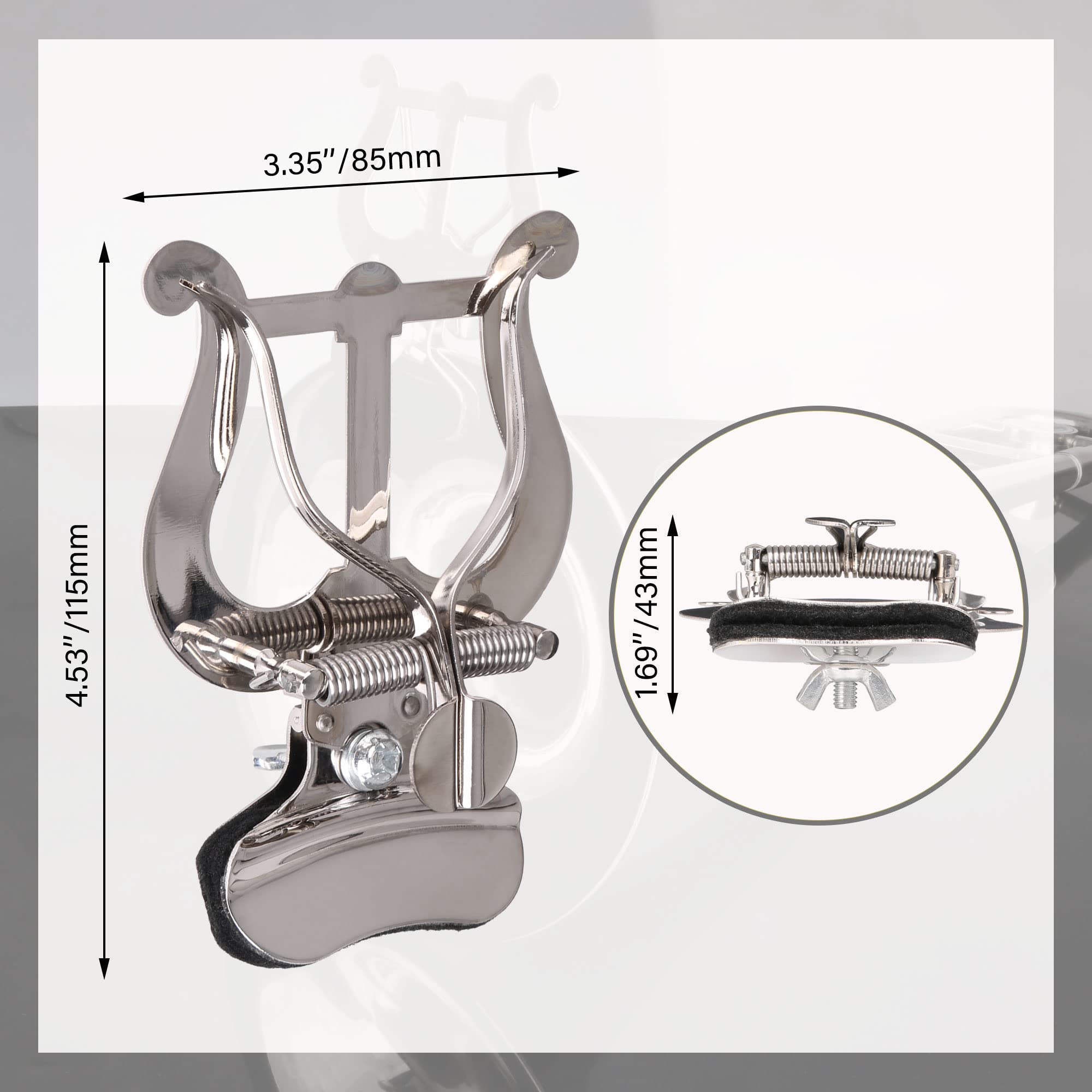 Xstyle Trombone Marching Lyre ClampOn Silver Metal Plating Marching Music Clip Lyre for Saxophone