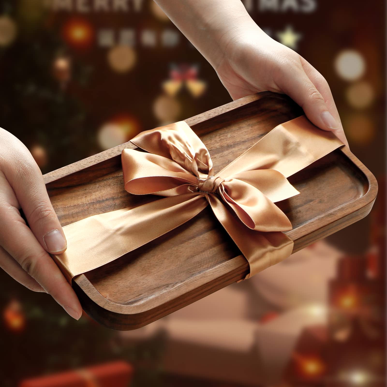 Tray, Wood Tray, Walnut Tray, Storage and Gift-Giving, retain Wood Grain and Complete pores, a Whole Piece of American Walnut (Walnut D03R1 )