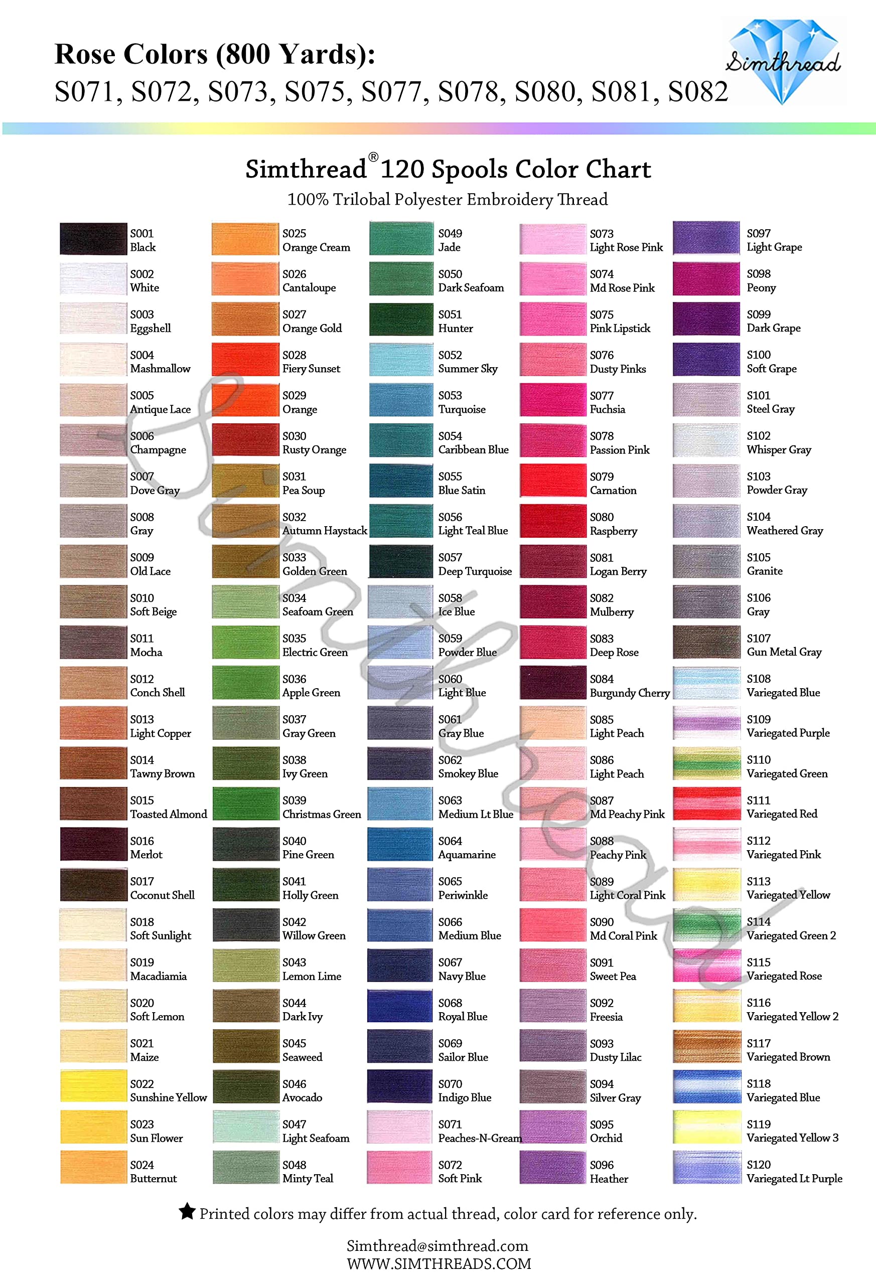 Simthread Embroidery Thread with Storage Box - 12 Options - 800 Yards/Spools 9 Rose Colors for Embroidery and Sewing Machine