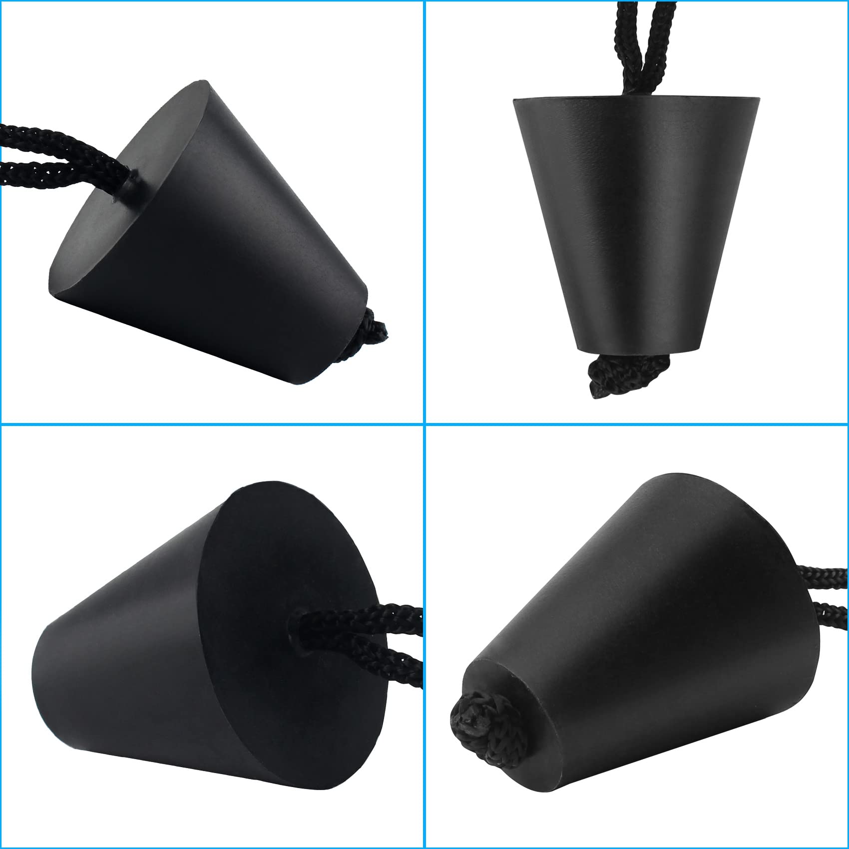 WTMORE 10 Pieces Kayak Plugs Scupper Plugs Kayak Drain Plugs with Lanyard Kayak Plugs for Sit on Top, Black