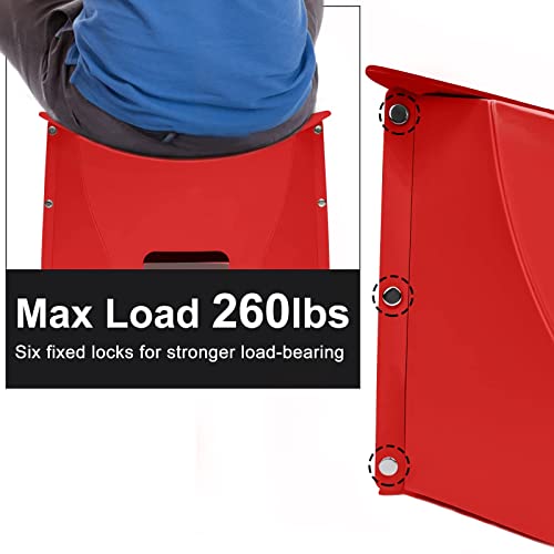 WTTORDE Camping Stool, Portable Folding Camping Stool for Camping Hiking Gardening, Small Camping Seat Sturdy Stool for Fishing and Beach, It Can Also be Used to Store Your Small Objects (Red)