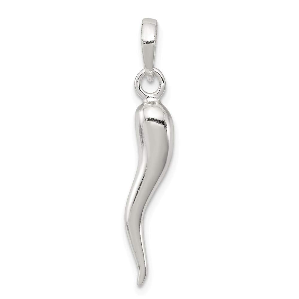 Saris and Things 925 Sterling Silver Italian Horn Charm Pendant