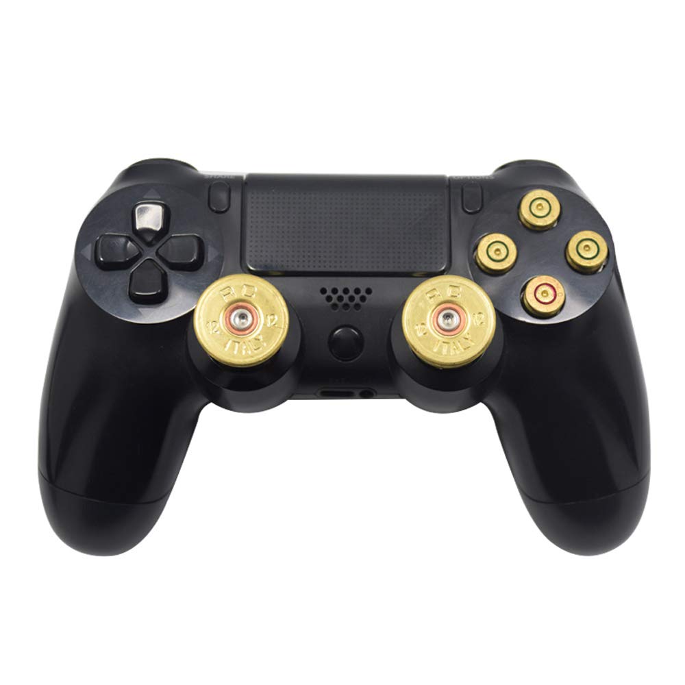 TOMSIN Gold Metal Bullet Buttons & Bullet Joystick Thumbstick for PS4 Controllers
