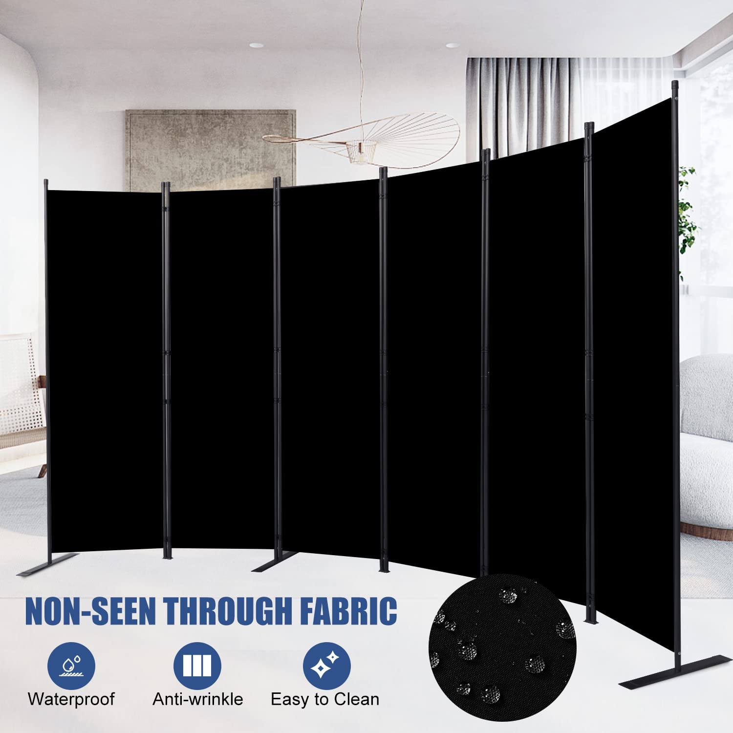 Room Divider and Folding Privacy Screens, 6 Panel Wide Room Divider Wall Screen for Room Separtition, Partition Room Dividers Fabric Panel Wall Dividers Freestanding for Office, Bedroom, Studio Dorm