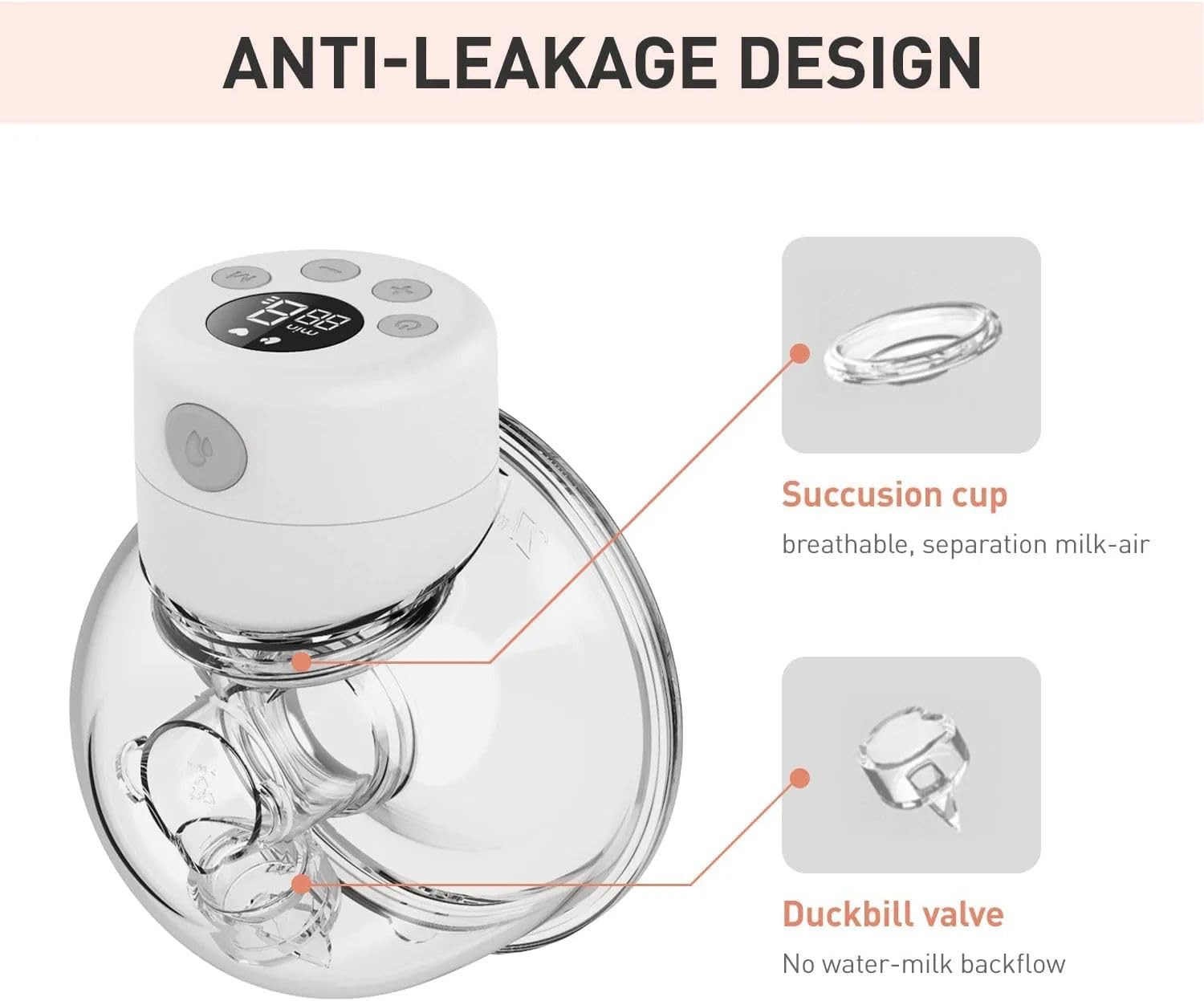 Upgraded Hand Free Breast Pump Wireless Wearable Breast Pump Low Noise & Painless Massage Function 24mm (2 Pack)
