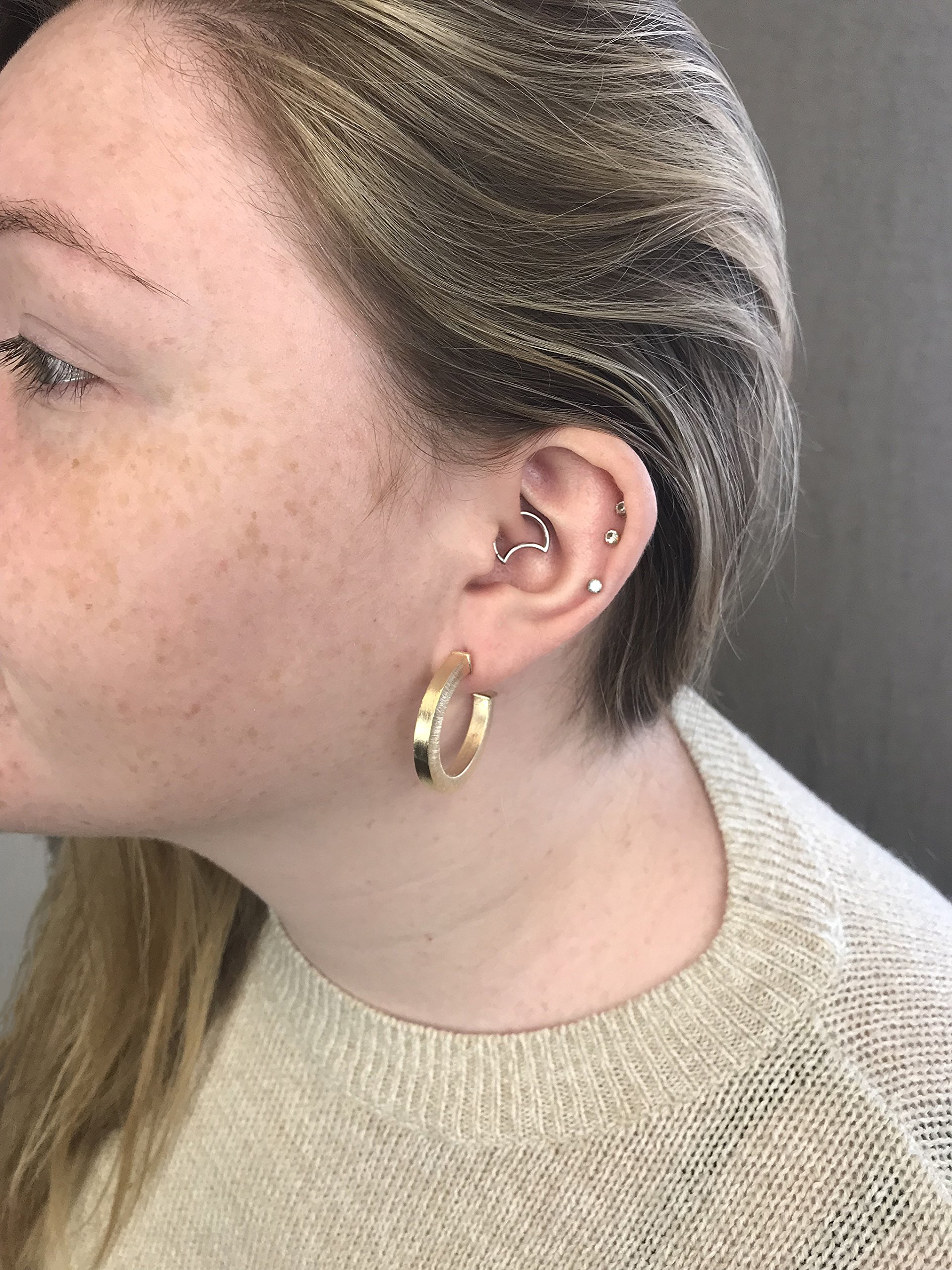 Sheila Fajl Ilana Square Tube Hoop Earrings in Champagne