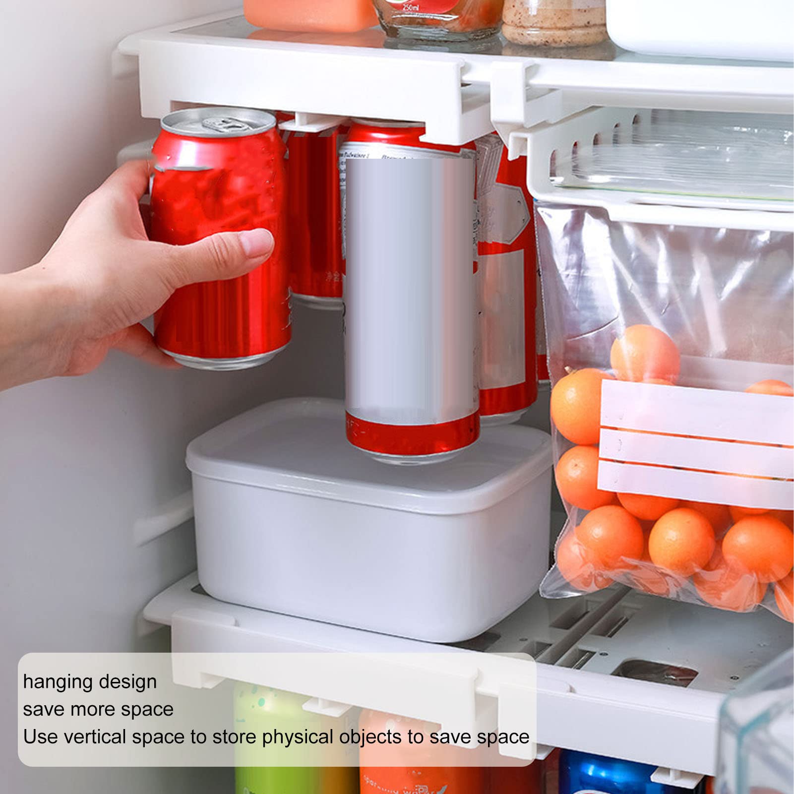 Yuehuamech Refrigerator Drink Storage Shelf Soda Can Organizer Rack Fridge Beverage Hanging Holder Can Dispenser Holder Fridge Storage Sliding Rack for Cupboard Fridge