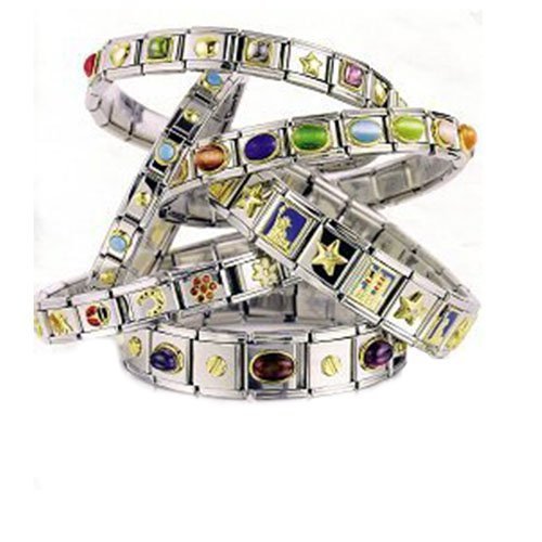 Sexy Sparkles Moon Italian Charm Link for Italian Bracelets Stainless Steel Silver Tone