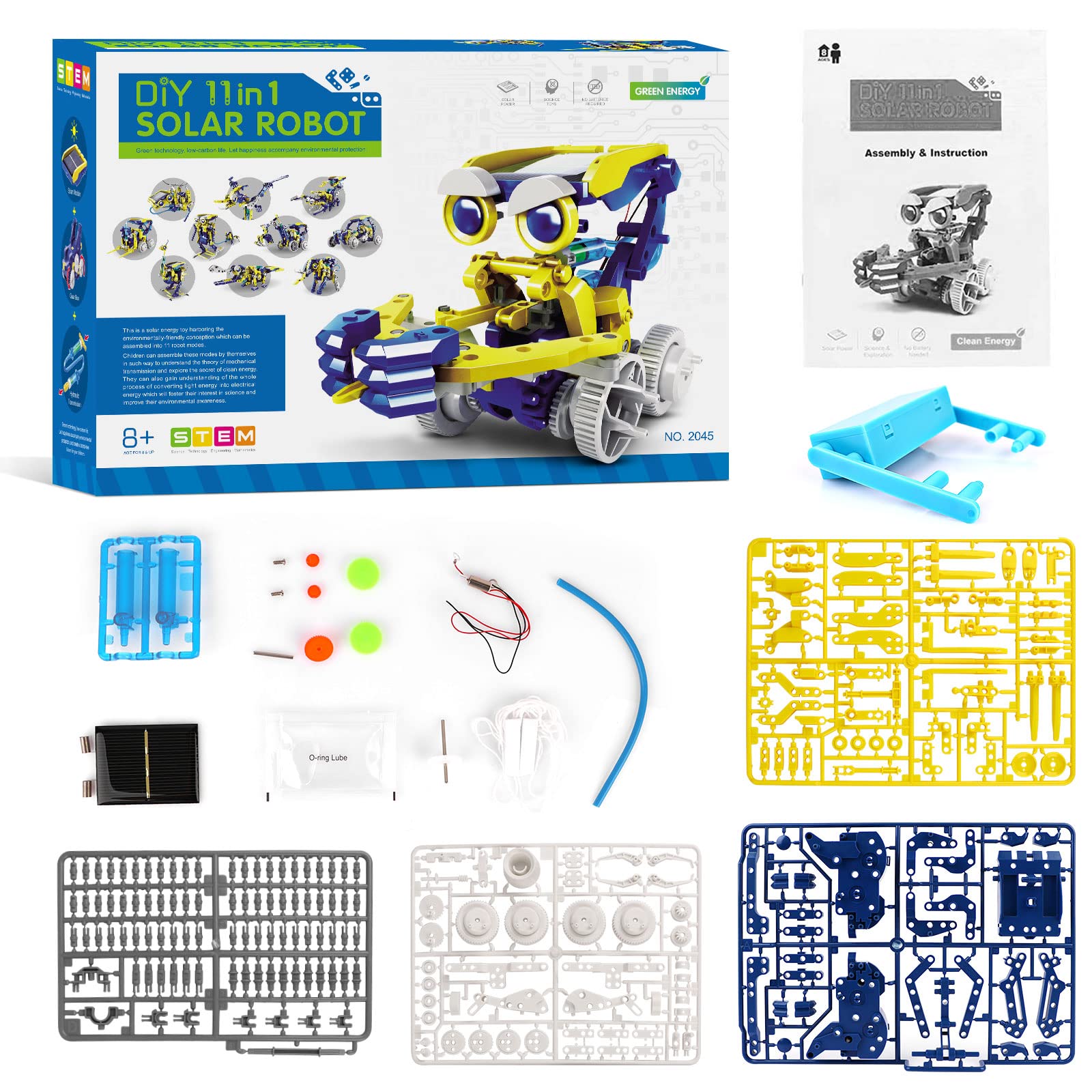 STEM Projects for Kids Ages 8-12, Solor Robot kits with Unique LED Light Educational Building Toys, Science Experiment Kit Gift for Boys 8 9 10 11 12 Years Old