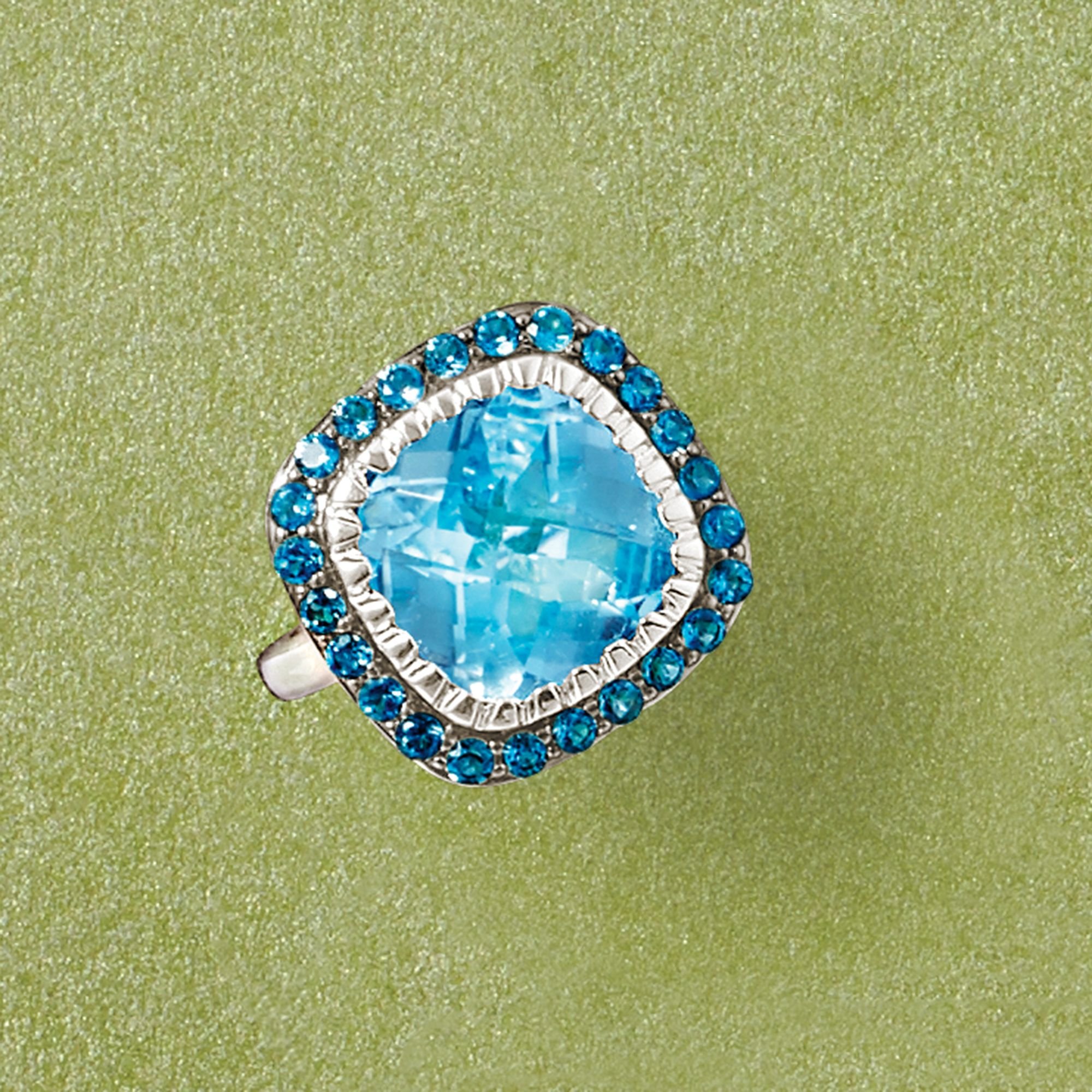 Ross-Simons 8.90 ct. t.w. Sky and London Blue Topaz Ring in Sterling Silver. Size 9
