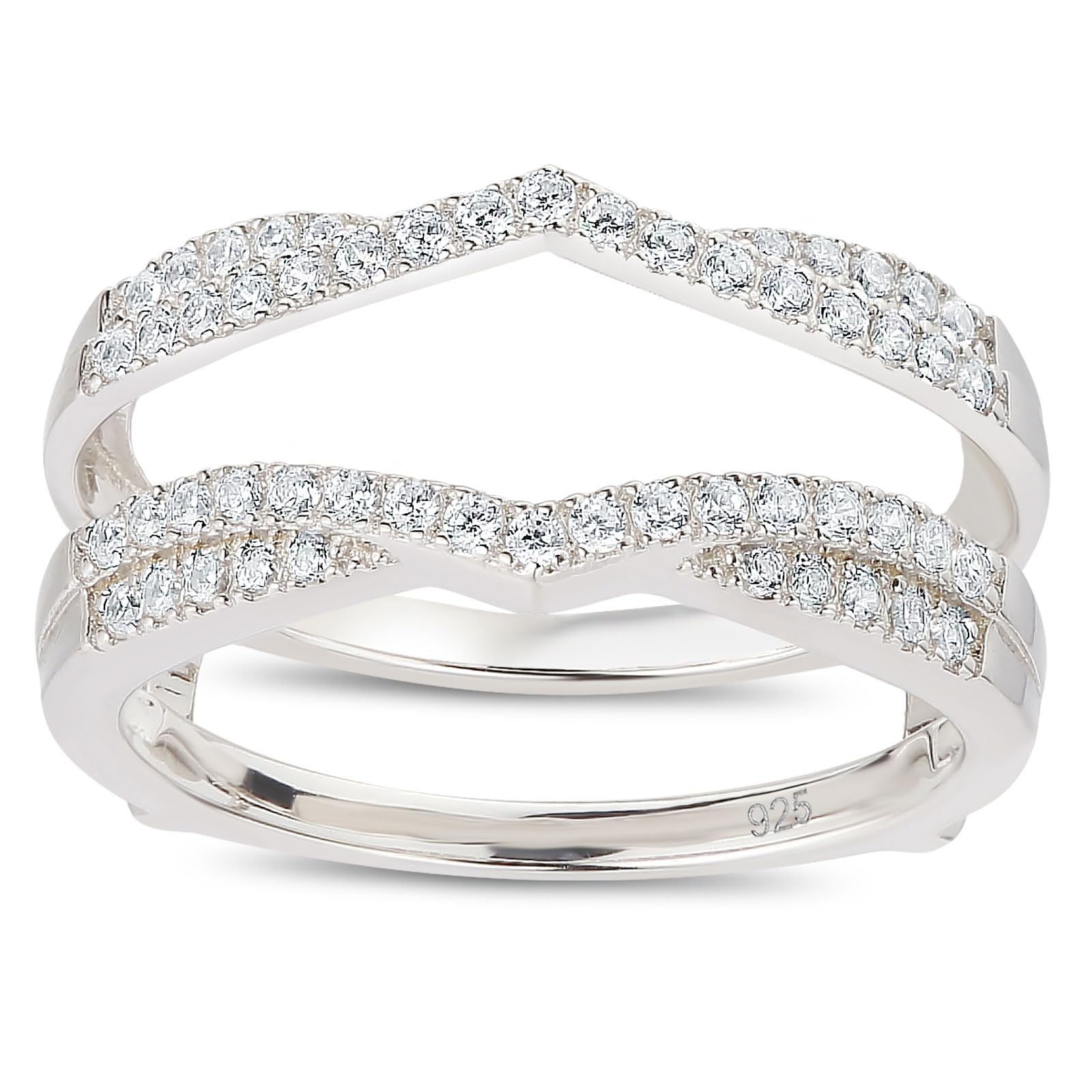 Wuziwen 925 Sterling Silver Cubic Zirconia Ring Guard Enhancer for Womens Wedding Bands Size 7.5