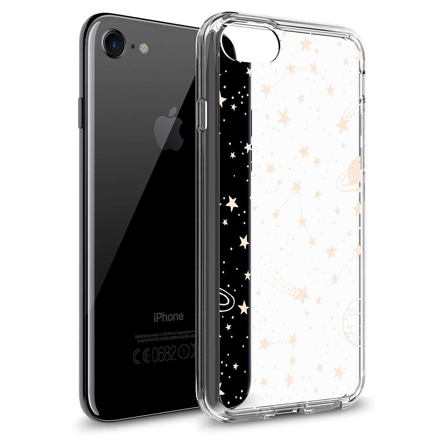 Townshop iPhone SE (2022) / iPhone SE (2020) Case/iPhone 8 Case/iPhone 7 Case, Clear Design Shockproof Scratch Resistant Case for Apple iPhone SE 2022 / SE 2020 / iPhone 8 / Apple iPhone 7- Universe