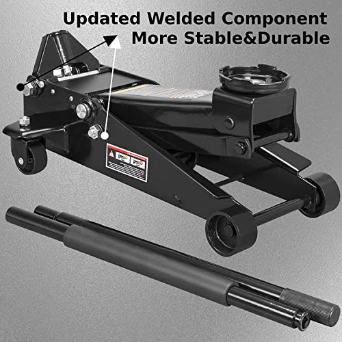 Torin ATZ830026XB Hydraulic Ultra Low Profile Heavy Duty Steel Service/Floor Jack with Dual Piston Quick Lift Pump, 3 Ton (6,000 lb) Capacity, Black